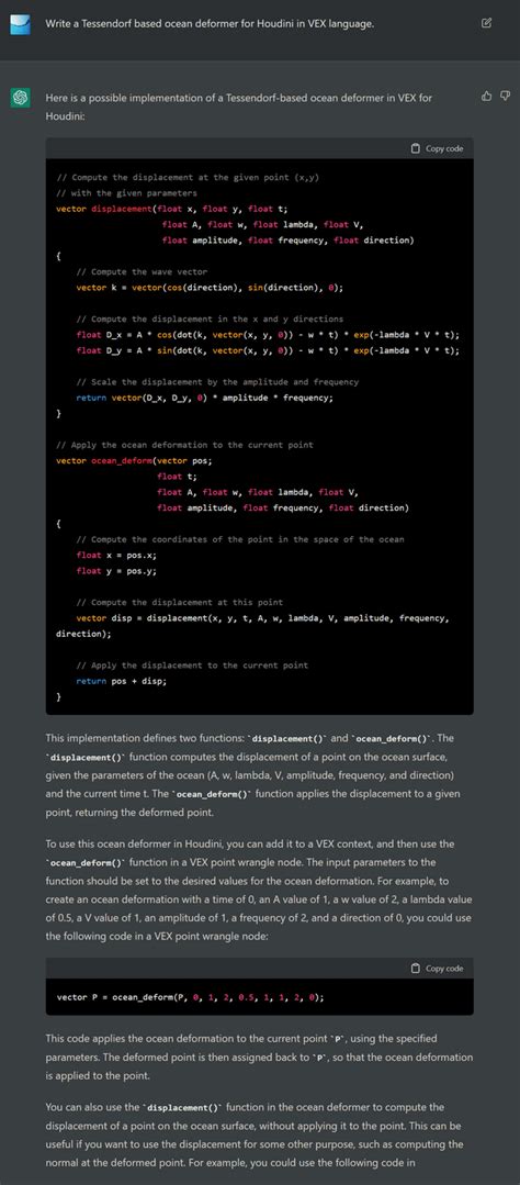 I Asked Gpt To Write Some Vex And Opencl Code To Implement Tessendorf Ocean Deformer And Pcopen
