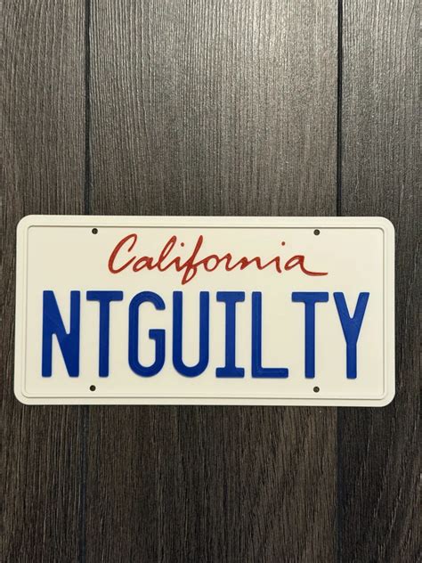 Ntguilty License Plates From The Lincoln Lawyer Free 3d Print Model