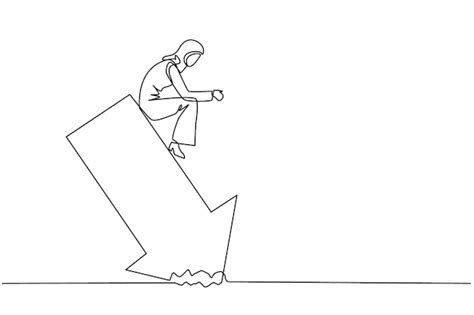 Premium Vector Continuous One Line Drawing Sluggish Arabian Businesswoman Sits Downcast On A