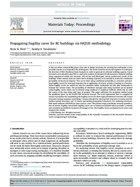 Pdf Propagating Fragility Curve For Rc Buildings Via Hazus Methodology