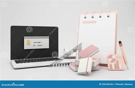 Back To School Join To Online Learning With School Supplies And