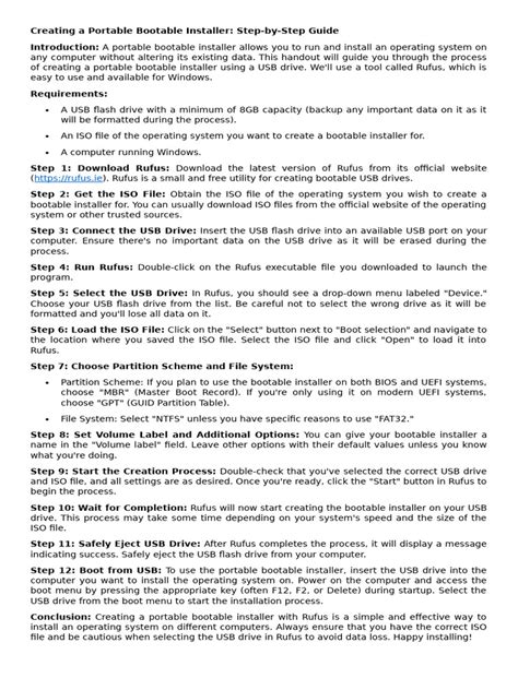 Creating A Portable Bootable Installer Pdf Booting Installation Computer Programs