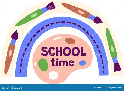 School Time Or Back To School Set Collection Of Various School Supplies Cartoon Vector