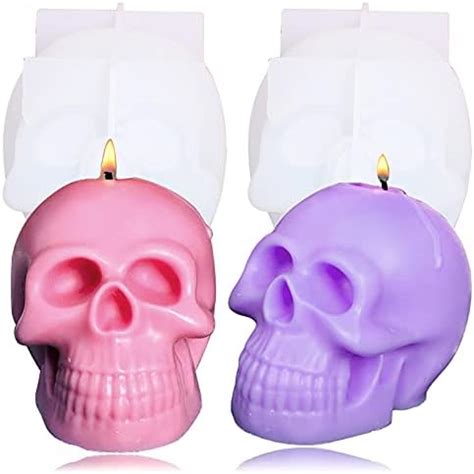 Huakener 3 Pack Skull Candle Molds 3d Halloween Candle