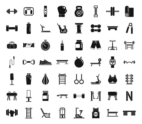 Fitness Equipment Icons Set Simple Vector Active Gym 23097628 Vector