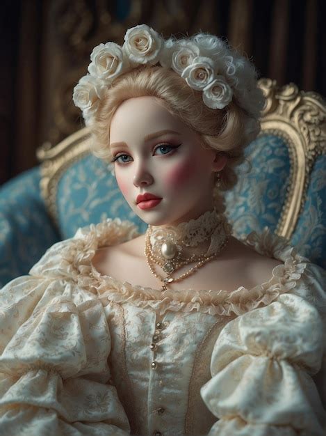 Elegant Vintage Porcelain Doll Premium Ai Generated Image