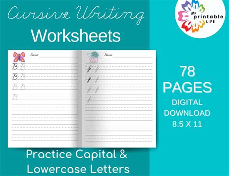Cursive Writing Worksheets Alphabet A Z Tracing Guide Practice Handwriting Printable Activity