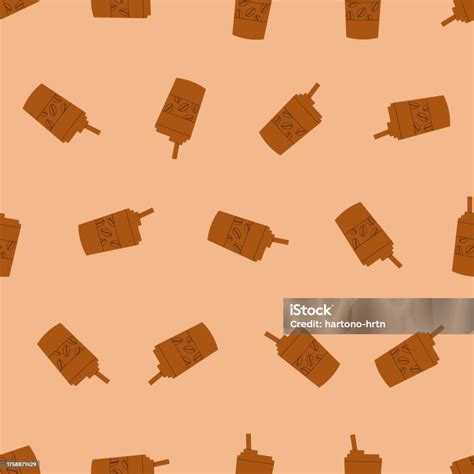 편평한 선 서류상 커피 잔 이음새가 없는 본 배경 벽지 직물 섬유 포장지 인쇄물 등에 적합합니다 0명에 대한 스톡 벡터 아트 및 기타 이미지 Istock