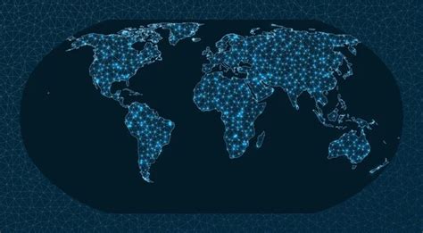 World Map Connection August Projection World Network Authentic Connections Map Vector Stock