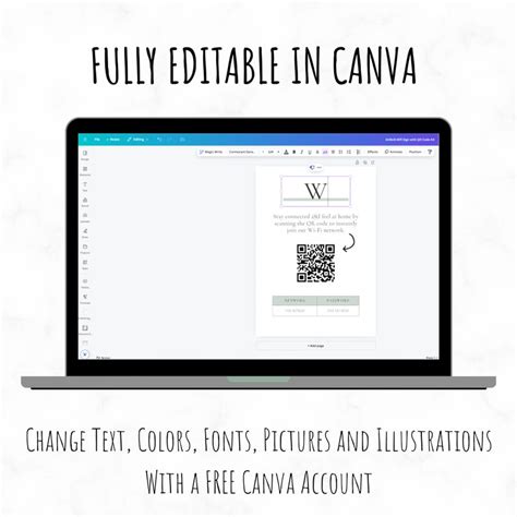 Wifi Qr Code Sign Canva Template Internet Password Rustic Wifi Sign Printable Wifi Board