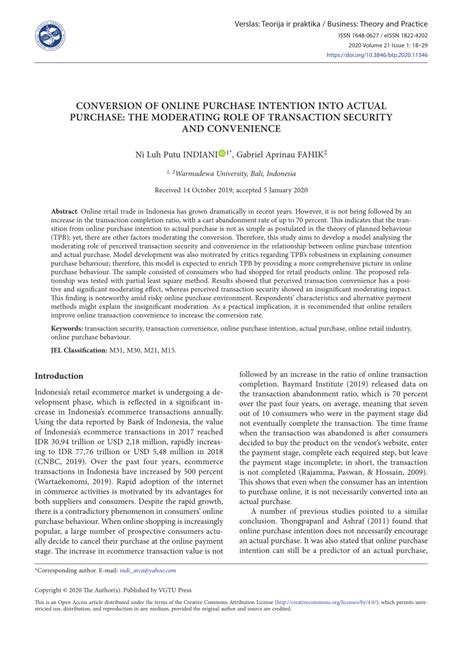 Pdf Conversion Of Online Purchase Intention Into Actual Purchase The Moderating Role Of