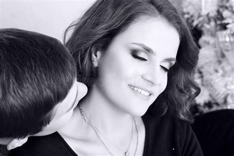 Man Kissing Womans Neck Stock Image Image Of Boyfriend