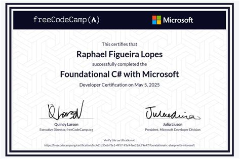 Microsoft Freecodecamp Certification Linkedinlearning Raphael Lopes