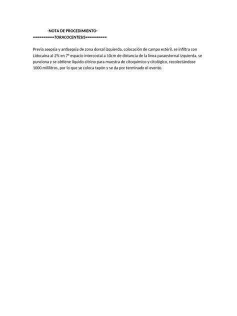 Toracocentesis Procedimiento Y Técnica Pdf