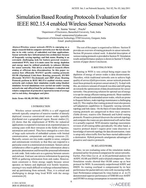 Simulation Based Routing Protocols Evaluation for IEEE 802.15.4 enabled Wireless Sensor Networks ...