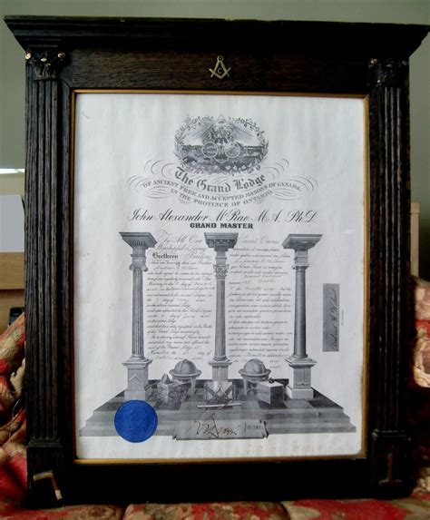 Framed Master Mason Certificate Bro Andrew H Wilson Was Flickr