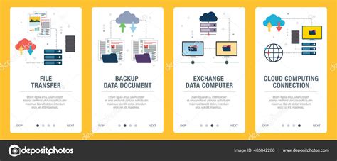 Computer Backup Data Cloud Computing Icons Concepts File Transfer Backup Stock Vector By