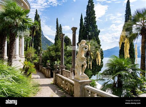 Italy Lombardy Lake Como Village Of Varenna Gardens Of Villa