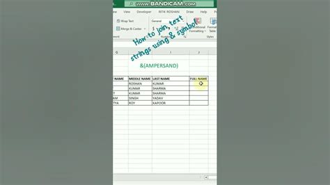 How To Join Text Strings Using And Symbol Text Ko Kaise Jode Excel Me