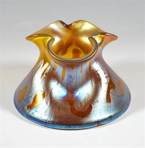 Loetz Art Nouveau Glass Vase Bronze Phenomenon Genre 29 Austria