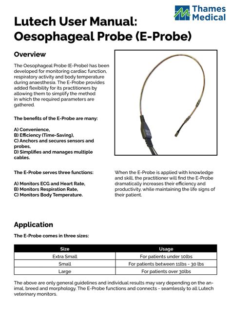 E Probe User Manual Thames Medical Ltd