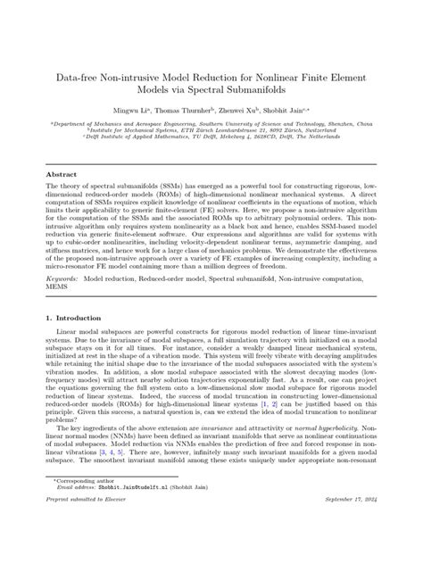 Data Free Non Intrusive Model Reduction For Nonlinear Finite Element Pdf