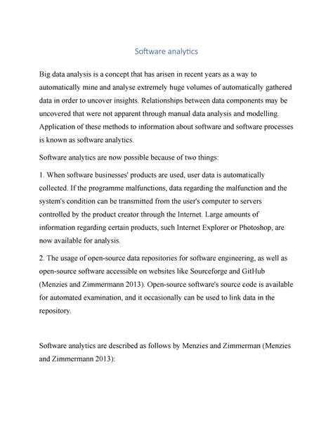 Software Analytics Software Analytics Big Data Analysis Is A Concept