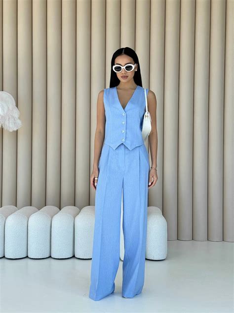 Women Suit Set Of Linen Vest And Linen Pants Linen Pants Linen Trousers Cropped Vest Waistcoat