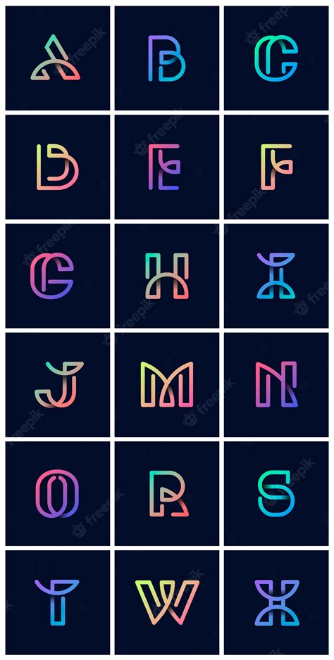 화려한 복고풍 알파벳 벡터 세트 무료 벡터