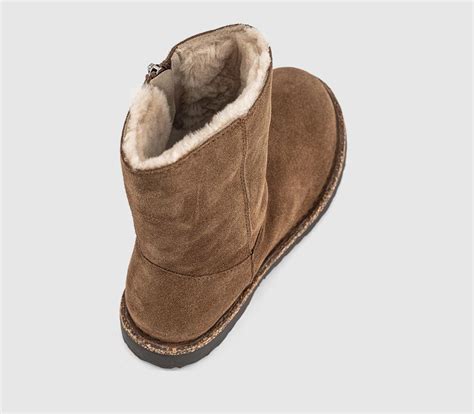 Birkenstock Uppsala Zip Shearling Boots Dark Tea Womens Ankle Boots