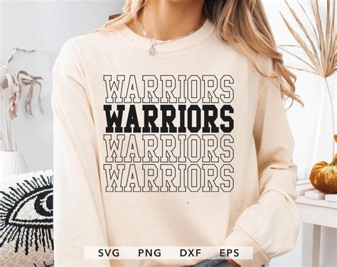Warriors Svg Png Dxf Eps Stacked Block Letter Warriors Shirt Design