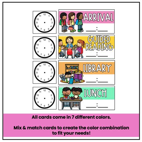 Colorful Classroom Schedule Cards Editable Visual Daily Schedule And Clocks Shop Sweet Tooth