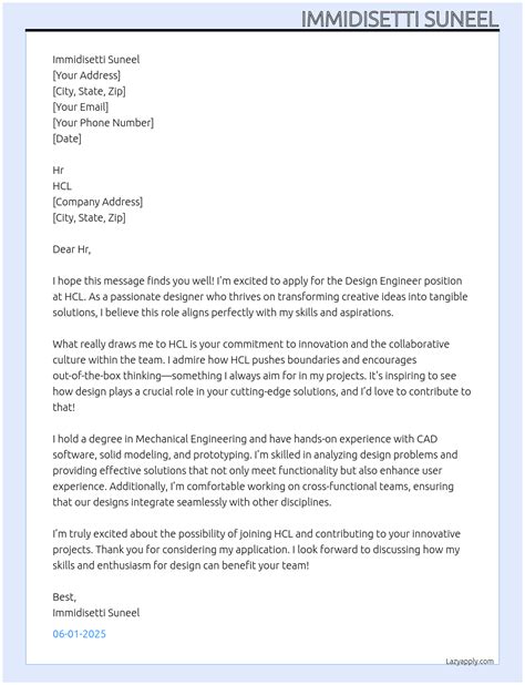 Cover Letter For Hcl Lazyapply