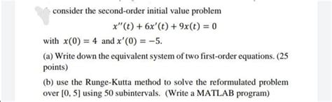 Solved Consider The Second Order Initial Value Problem Xt