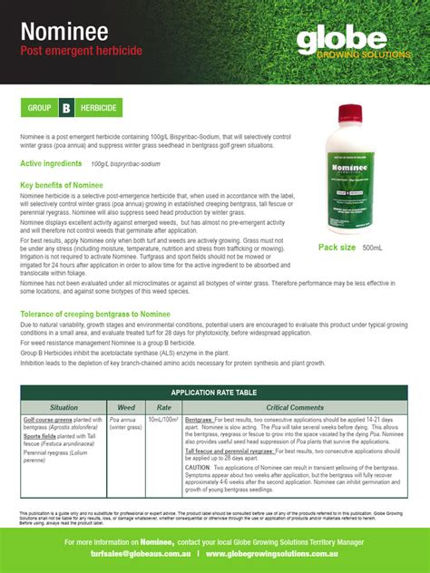 Nominee Tech Sheet Pdf Herbicide Weed