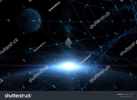 Conceptual Network Connection Lines Sphere Illustration Stock