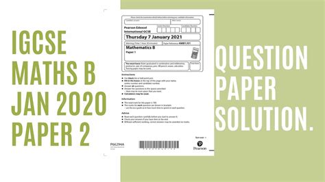 Igcse Igcse Maths B January 2020 Paper 2 4mb1 02 Solution Youtube