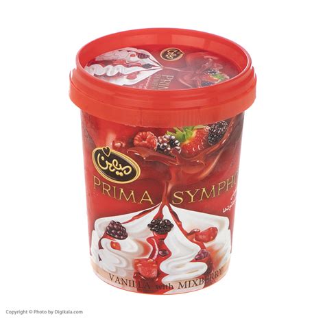 قیمت و خرید بستنی پریما سمفونی وانیل و مخلوط توت‌ها میهن 350 گرم