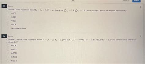 Solved Consider a linear regression model Yi β1 β2Xi ui If Chegg com