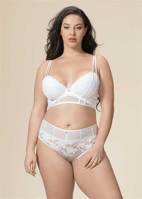 Jean Underwired White Lace Long Bra