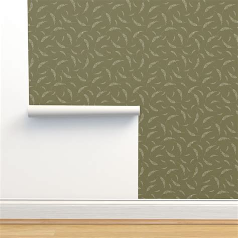 Sweet Bud Olive Medium Scale 12 Wallpaper Spoonflower