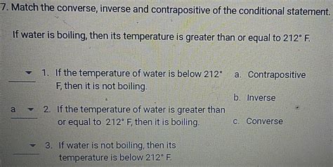 solved match the converse inverse and contrapositive of the