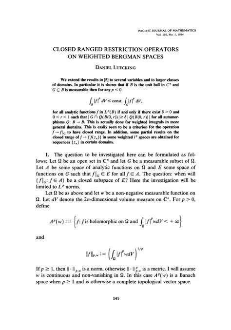 Pdf Closed Range Restriction Operators On Weighted Bergman Spaces