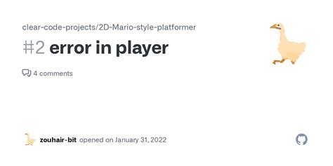 Error In Player · Issue 2 · Clear Code Projects2d Mario Style Platformer · Github