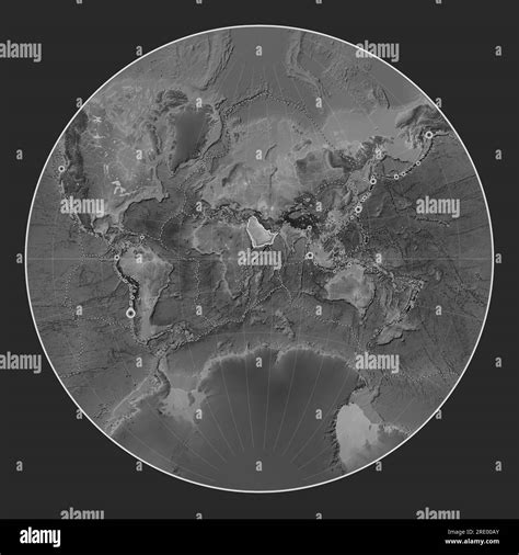 Arabian Tectonic Plate On The Grayscale Elevation Map In The Lagrange Projection Centered