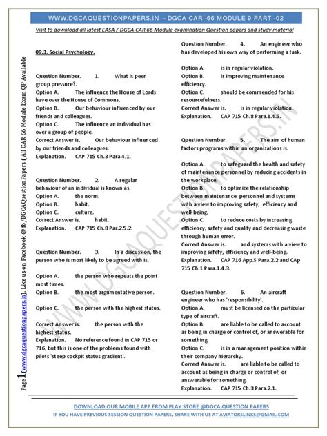 Dgca Module 9 Question Paper Pdf Conformity Behavioural Sciences
