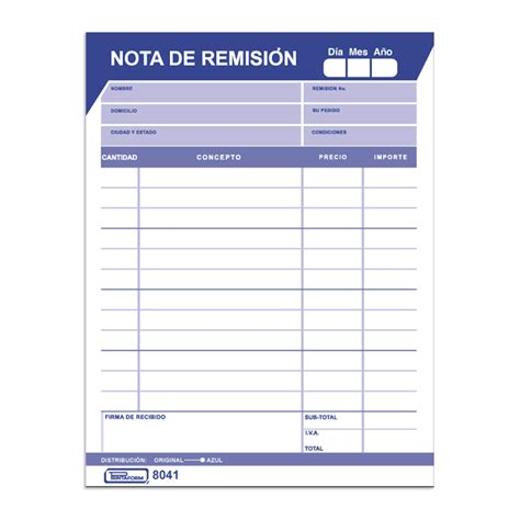 Nota De Remisión B 8041 Printaform