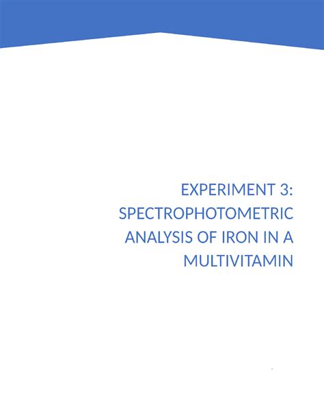 Experiment Lab Report Experiment Lab Report Questions Calculate The Concentration Of The