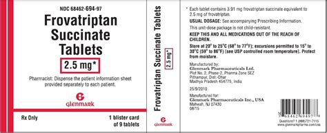 Frovatriptan 2 5mg Rx Products