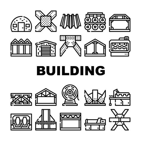 Self Framing Metallic Building Icons Set Vector 17290260 Vector Art At